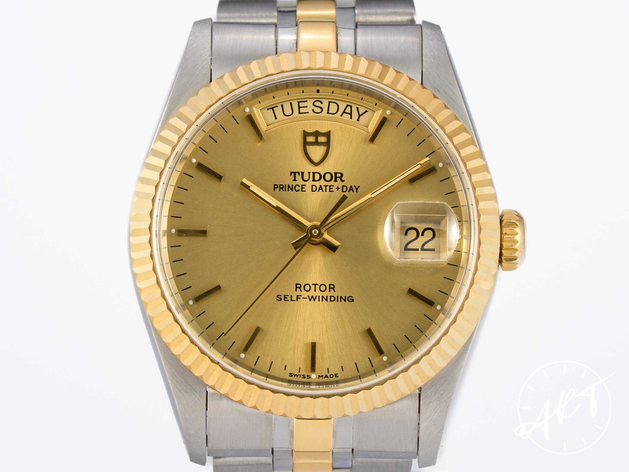 Tudor Prince Day-Date Gold Dial Two-Tone 18K Gold & SS Auto Watch 7621 ...